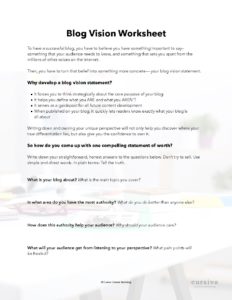 Blog Vision Worksheet- Cursive Content Marketing | Cursive Content